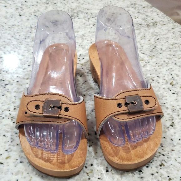 Dr. Scholl's | Shoes | Vintage Y2k Dr Scholls Wood Sole Sandalssize 6 ...